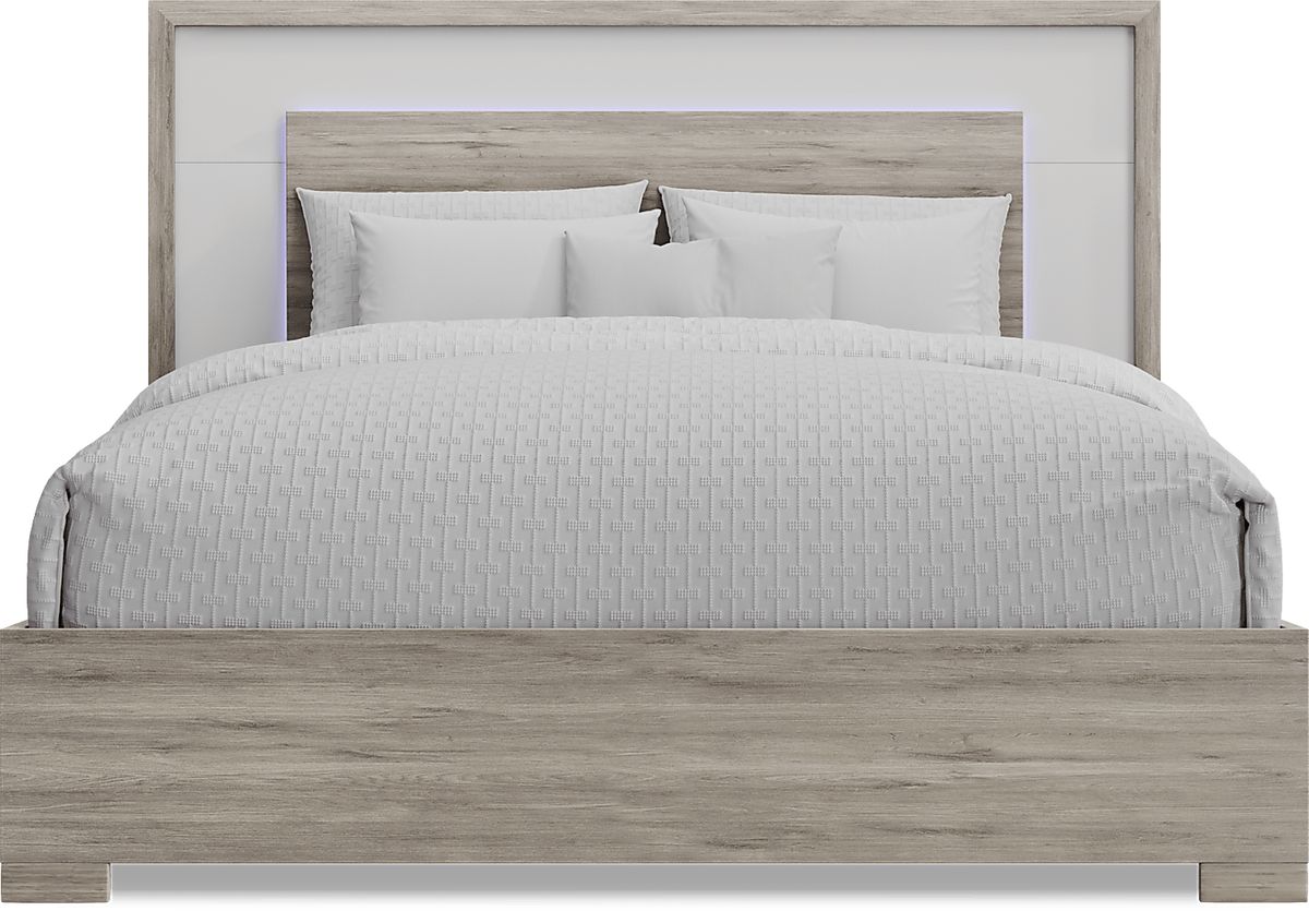 Studio Place 5 Pc Silver Gray Queen Bedroom Set With 3 Pc Queen Panel Bed, Chest, Nightstand ...