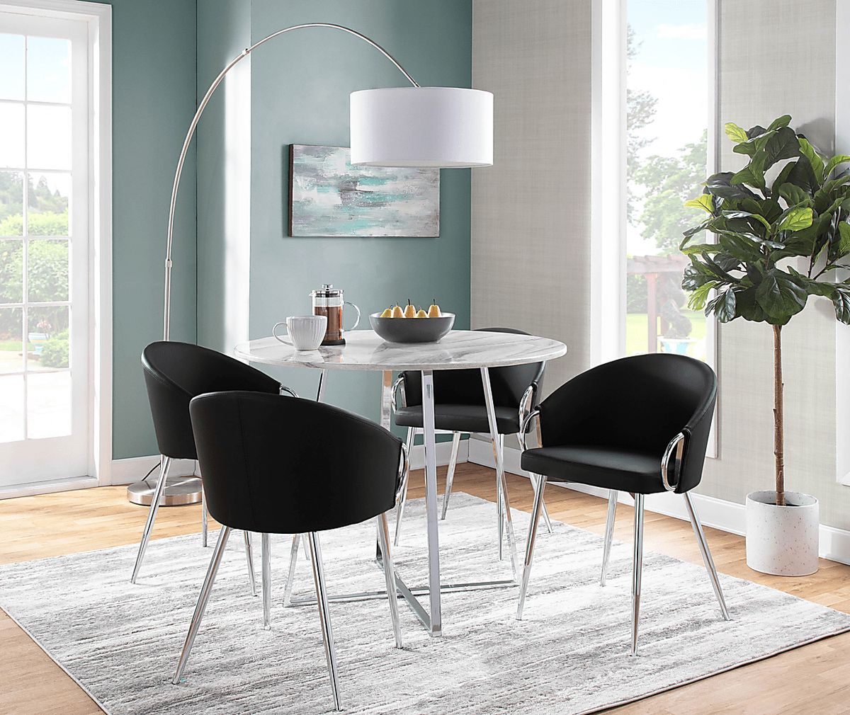 Stumberg II Black Black,Colors Polyurethane Fabric Dining Chair, Set Of ...