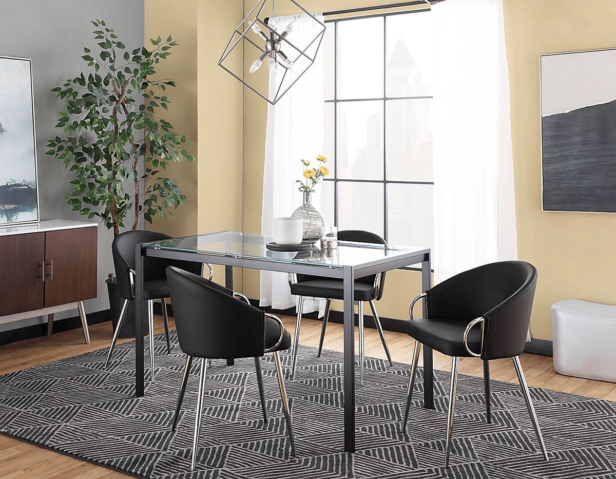 Stumberg II Black Black,Colors Polyurethane Fabric Dining Chair, Set Of ...