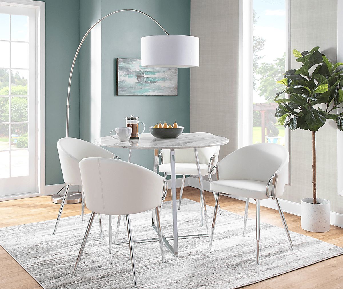 Stumberg II White Colors,White Polyurethane Fabric Dining Chair, Set Of ...