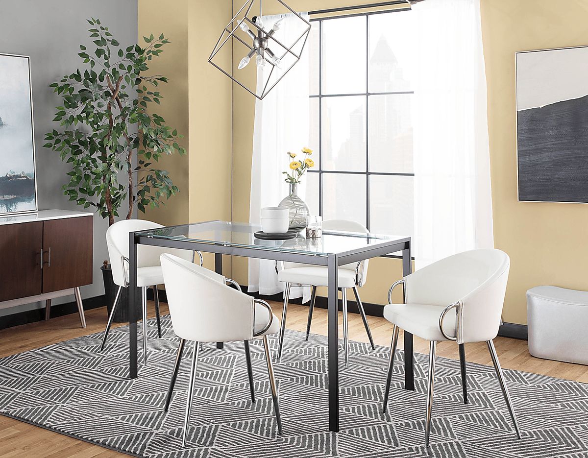 Stumberg II White Colors,White Polyurethane Fabric Dining Chair, Set Of ...