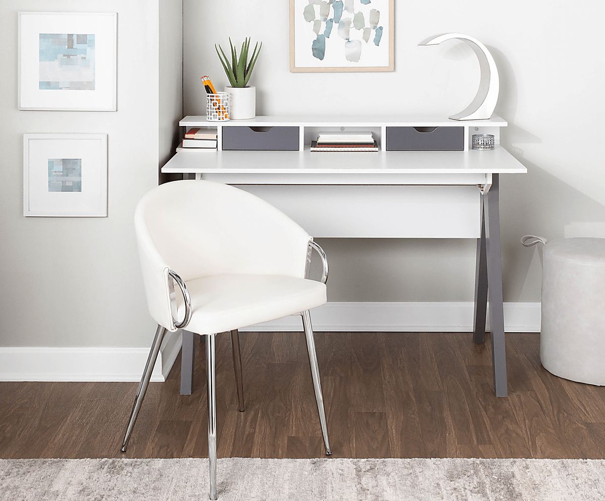 Stumberg II White Colors,White Polyurethane Fabric Dining Chair, Set Of ...