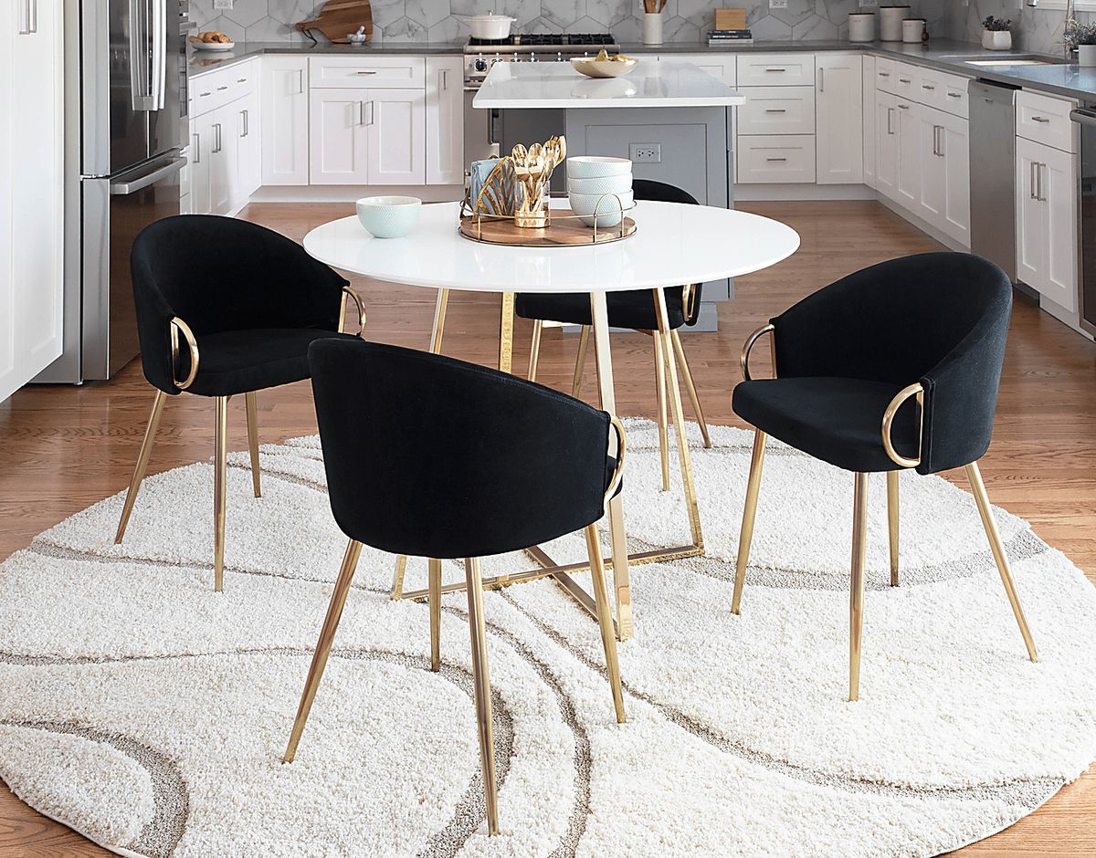 Stumberg III Black Black,Colors Velvet Plush Dining Chair, Set Of 2 ...
