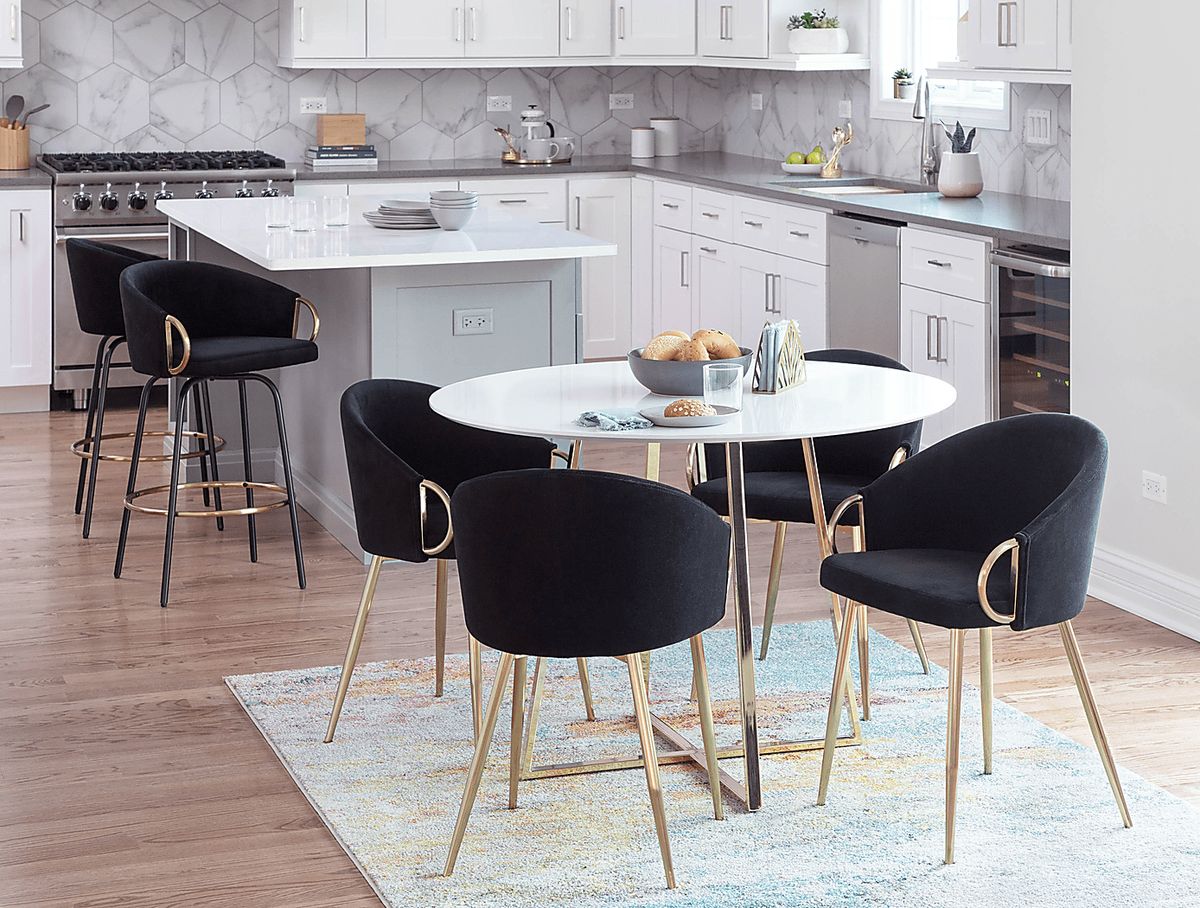 Stumberg III Black Black,Colors Velvet Plush Dining Chair, Set Of 2 ...