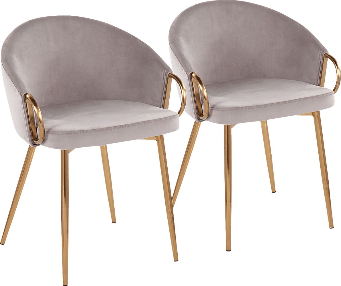 Stumberg III Gray Velvet Plush Dining Chair, Set Of 2 - Rooms To Go