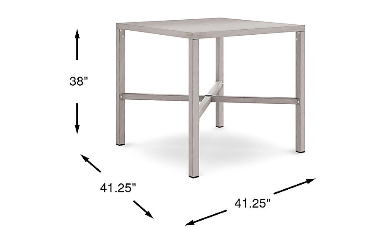 Sun Valley Light Gray Aluminum Outdoor Square Bar Table | Rooms to Go