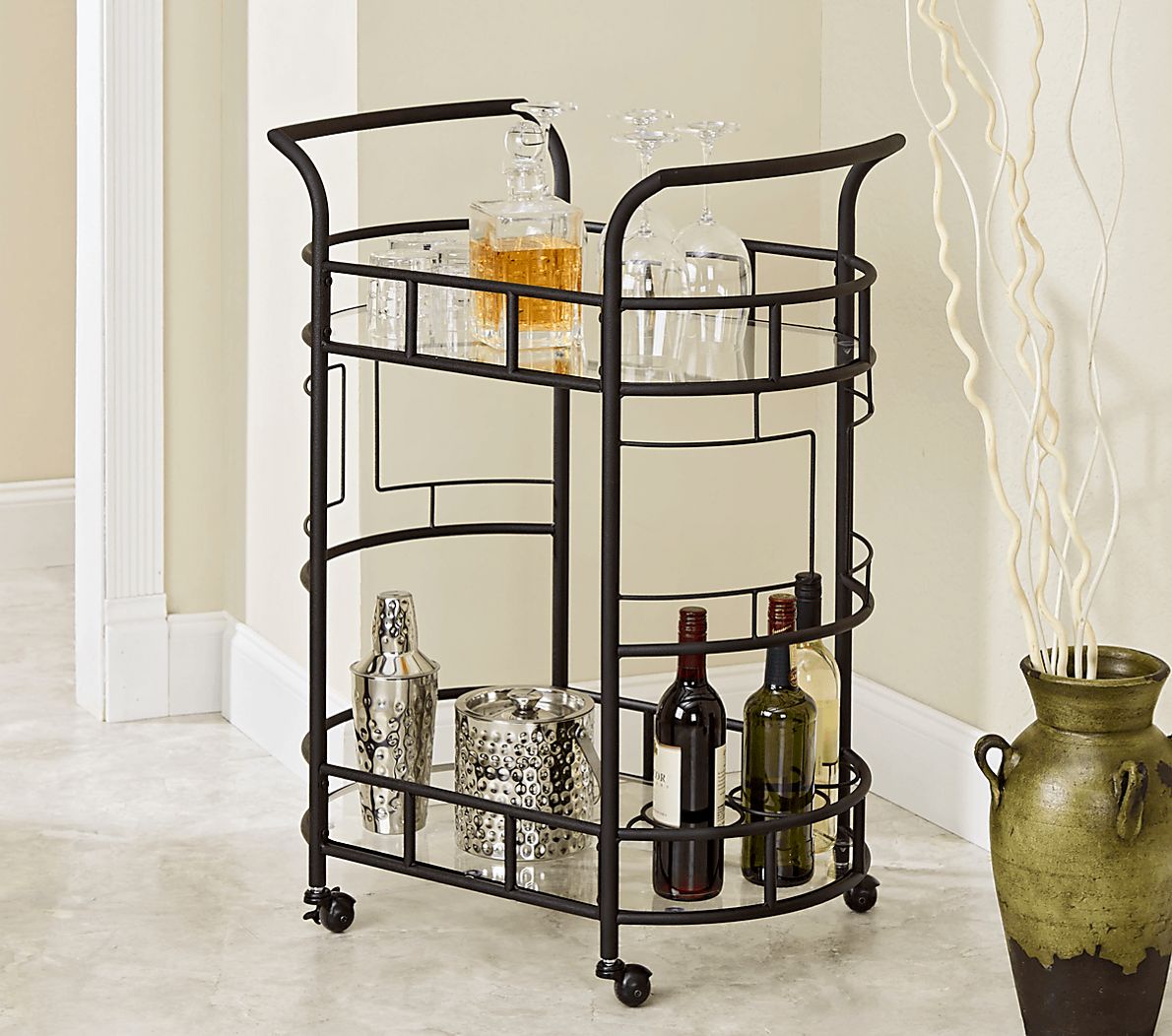 Sunderland Bronze Bar Cart - Rooms To Go