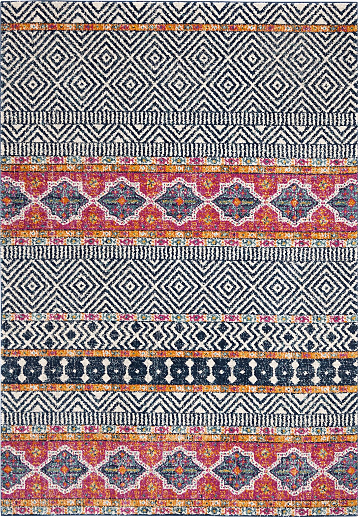 Sunray Place Navy,Red Blue,Red Rug | Rooms to Go