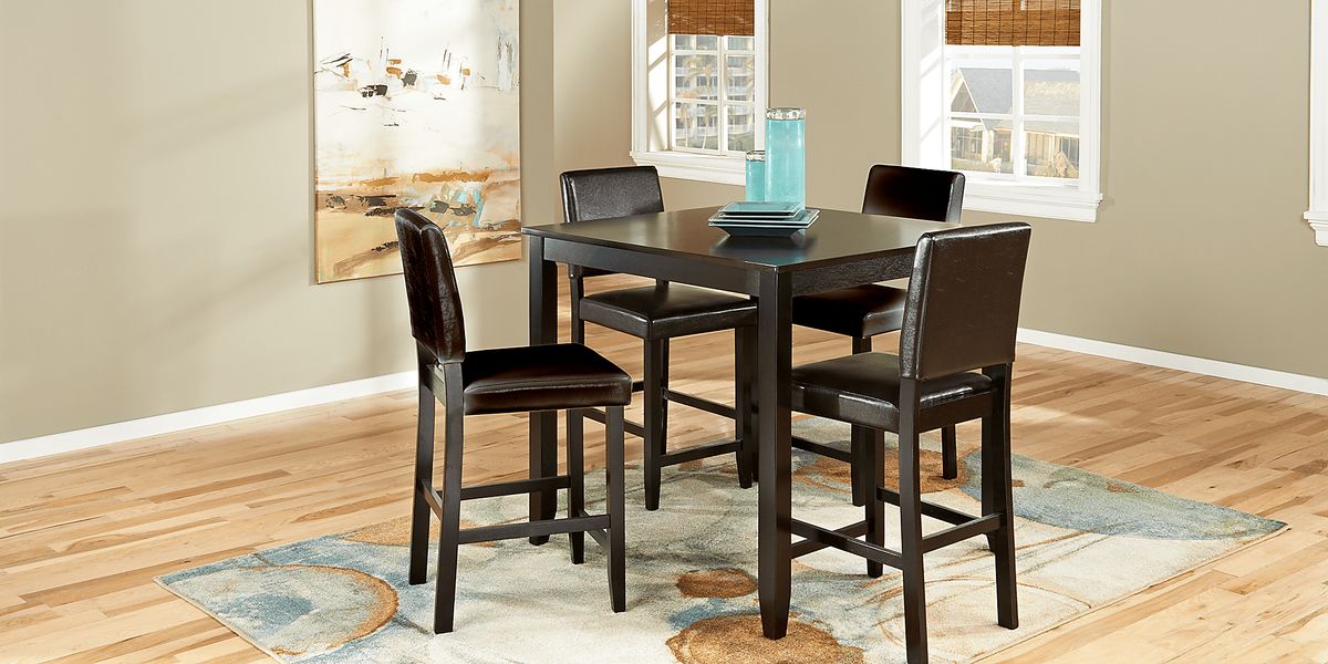 Sunset View 3 Pc Brown Cherry Dark Wood Dining Room Set With Counter ...