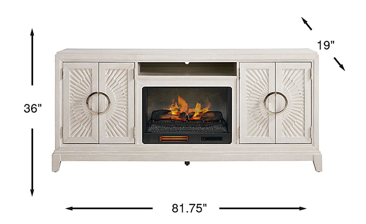 Sunside Way Sand Light Wood 82 In Console With Log Fireplace | Rooms to Go