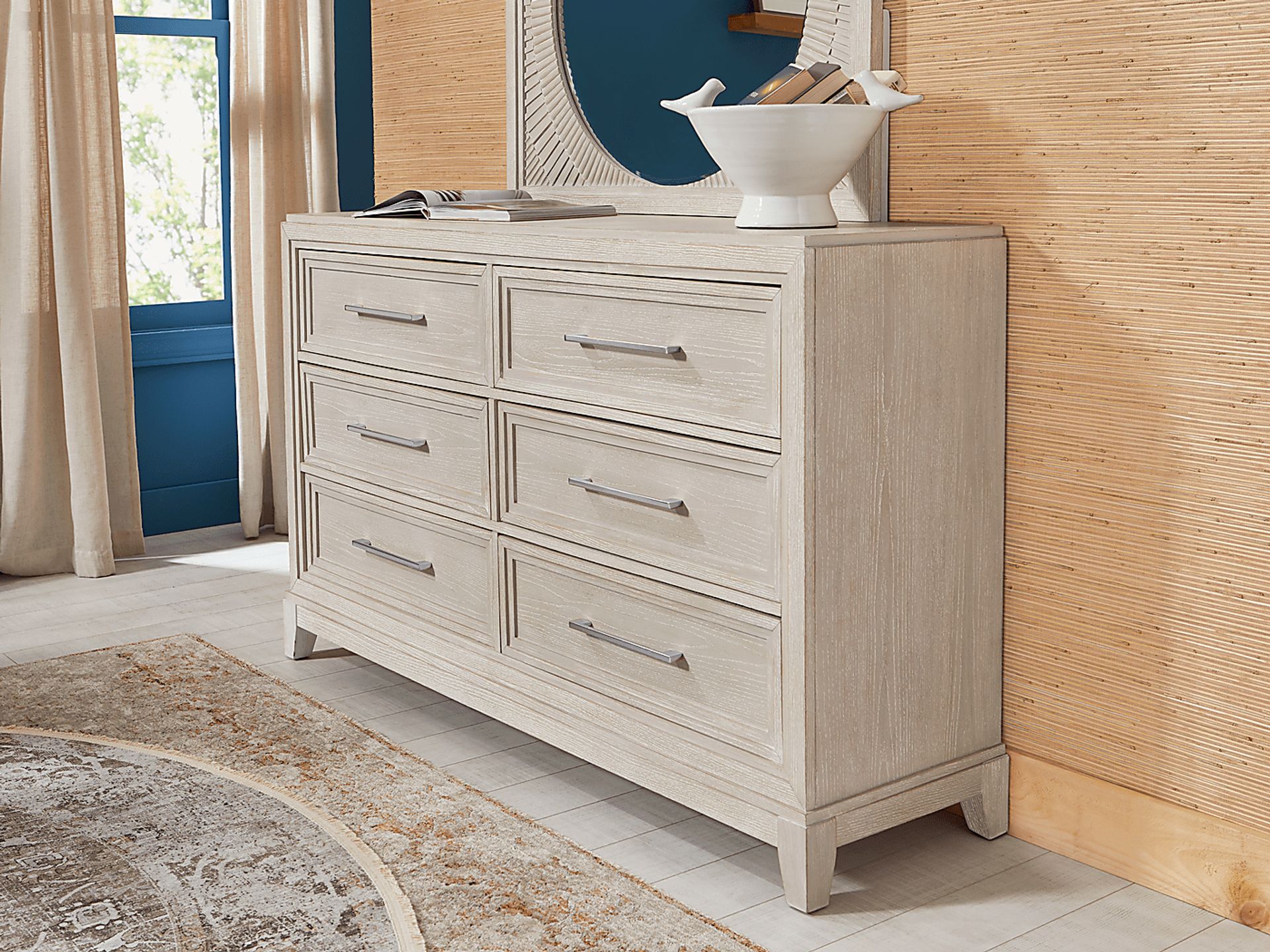 Sunside Way 5 Pc Sand Light Wood King Bedroom Set With Dresser, Mirror ...