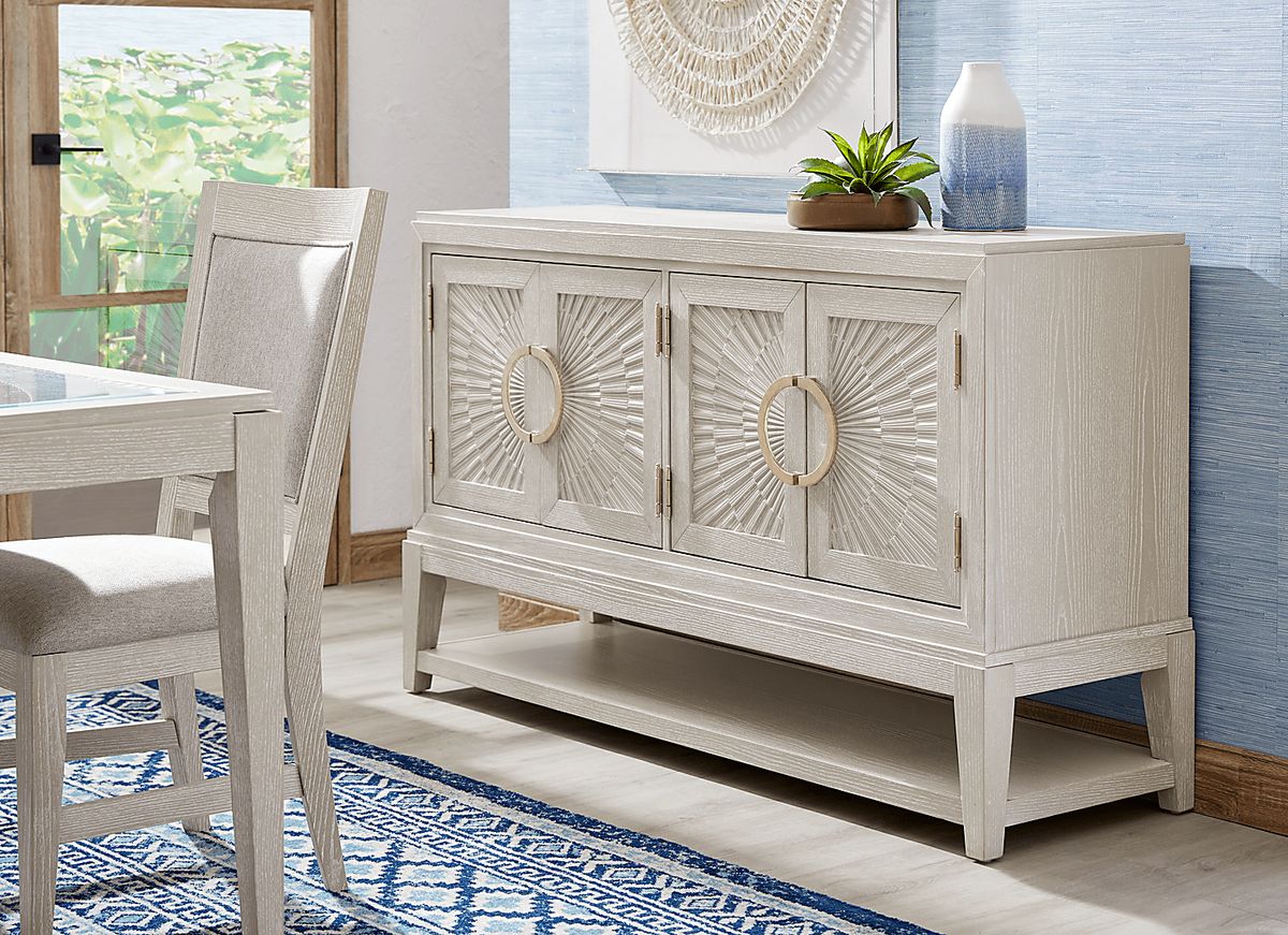 Sunside Way Sand Light Wood Server | Rooms to Go