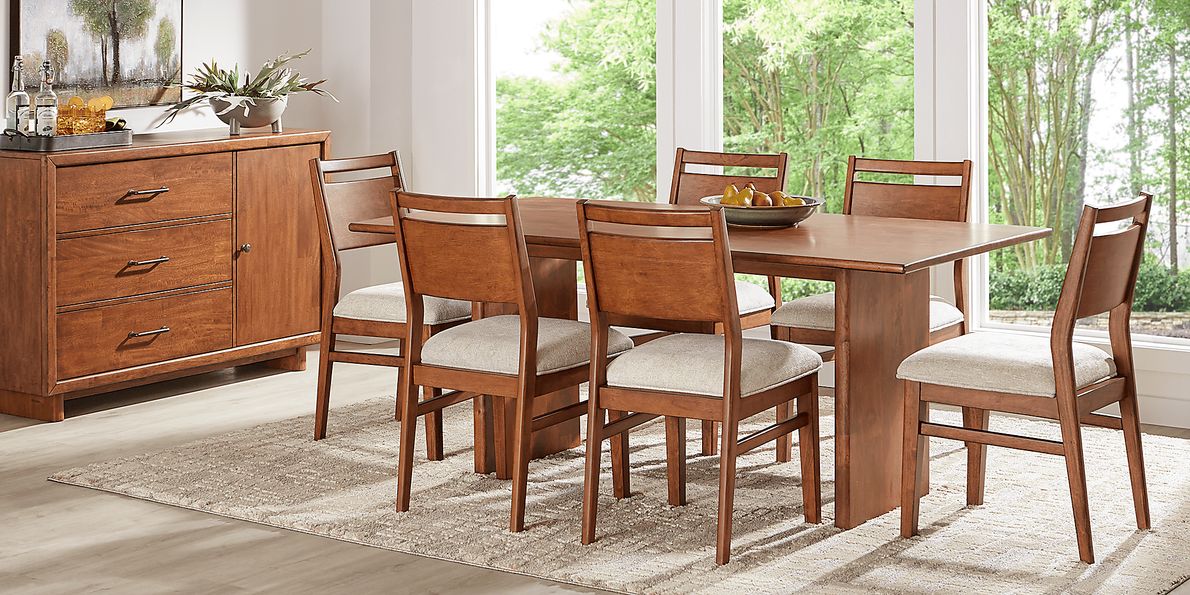 Surrey Ellis 5 Pc Brown Dark Wood Dining Room Set With Rectangular ...