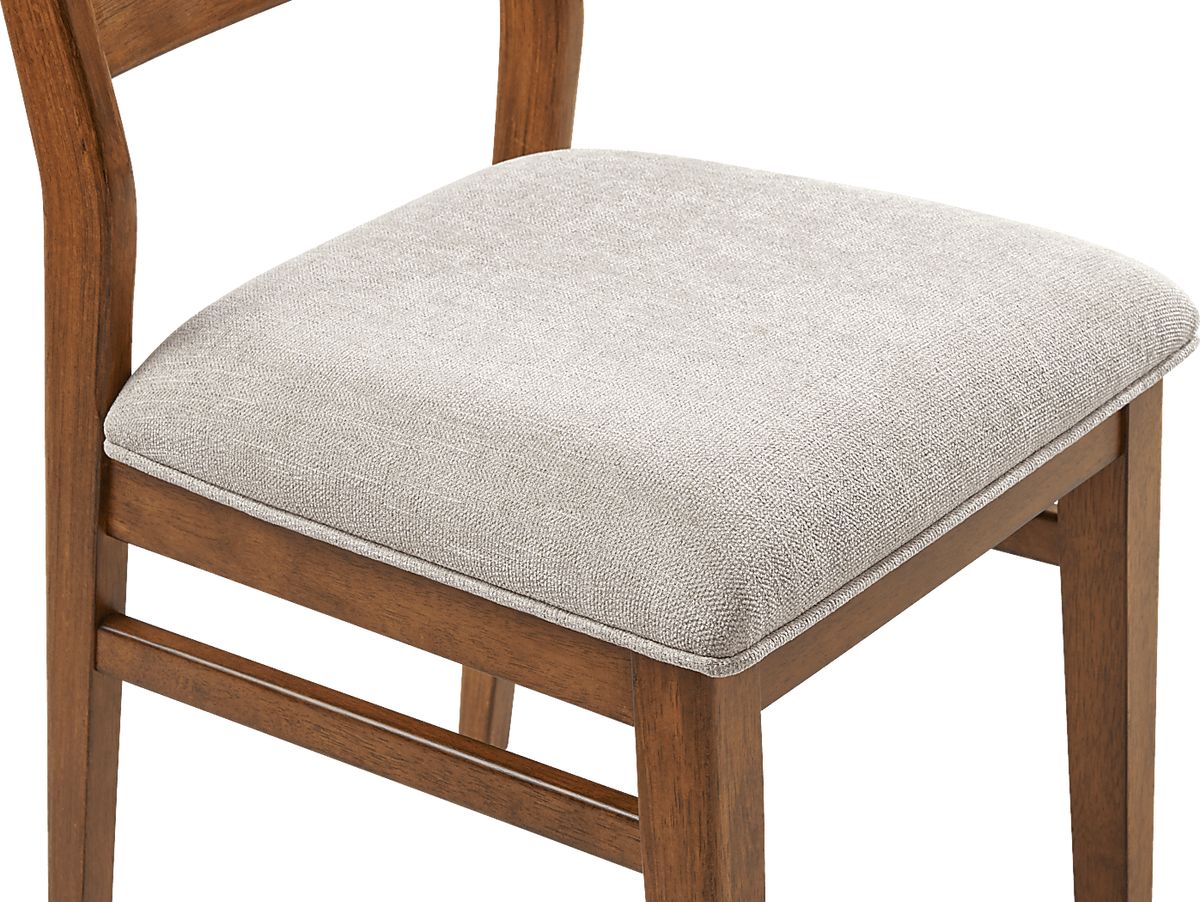 Surrey Ellis 5 Pc Brown Dark Wood Beige Dining Room Set With Round ...