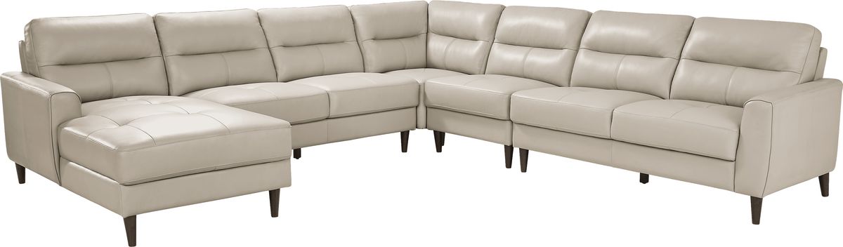Sutton Heights Beige Leather 5 Pc With Chaise Left Arm Sectional | Rooms to Go