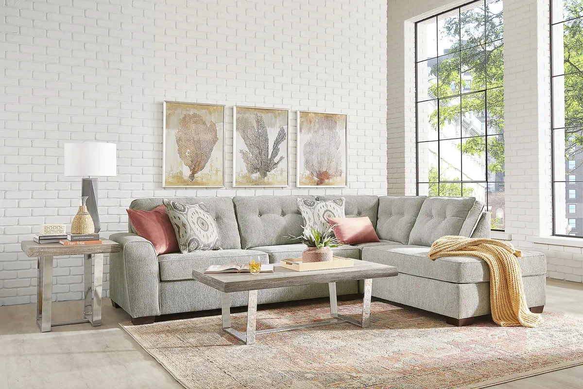 Sutton Lane Gray Polyester Fabric 2 Pc Sectional | Rooms to Go