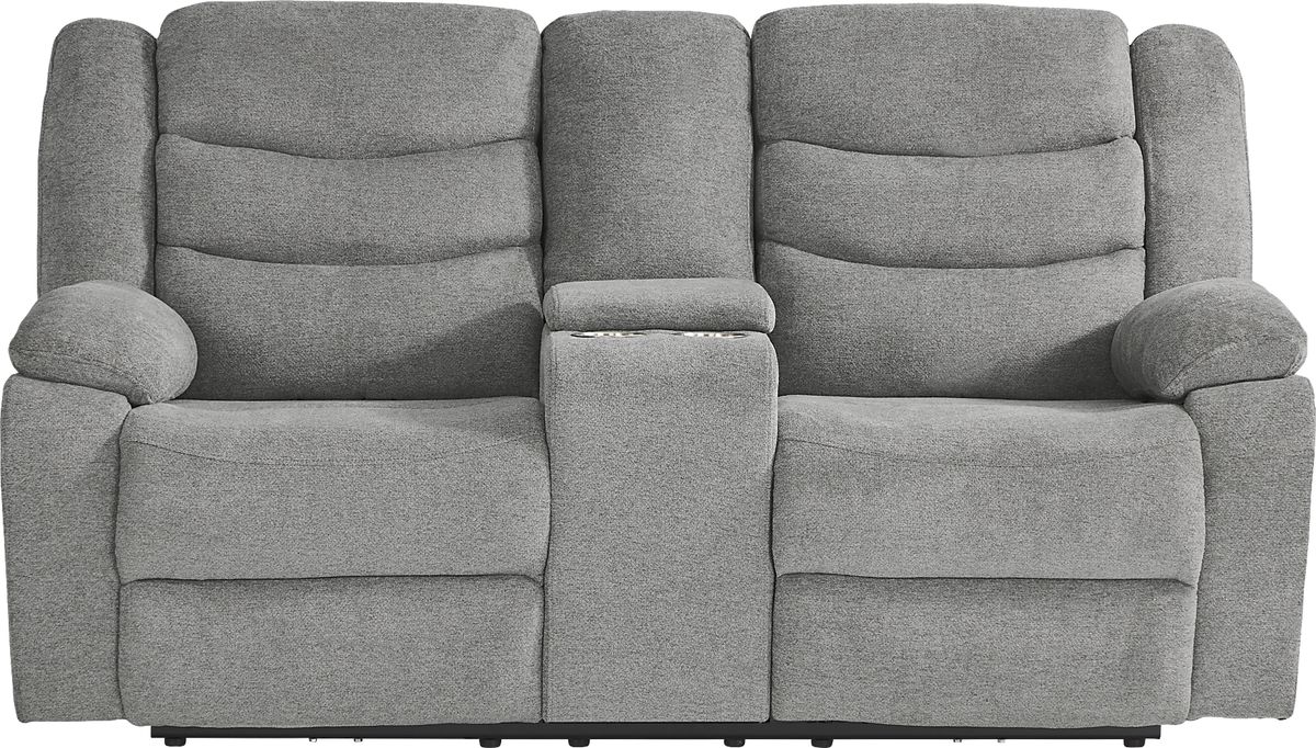 Swansea Granite Gray Woven Power Reclining Loveseat | Rooms to Go