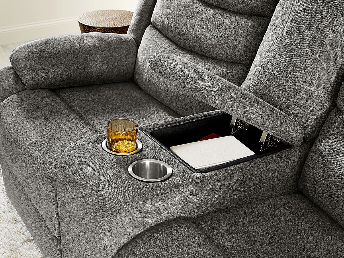 Swansea Granite Gray Woven Power Reclining Loveseat | Rooms to Go