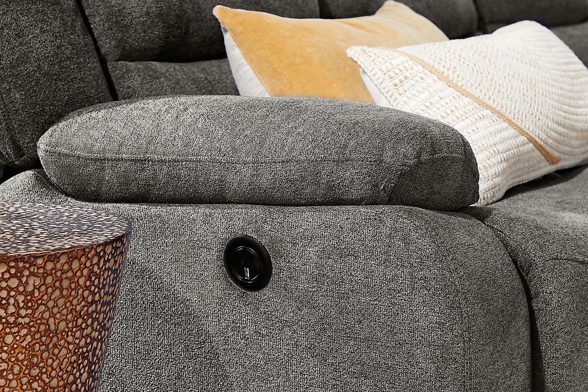 Swansea Granite Gray Woven Power Reclining Sofa | Rooms to Go