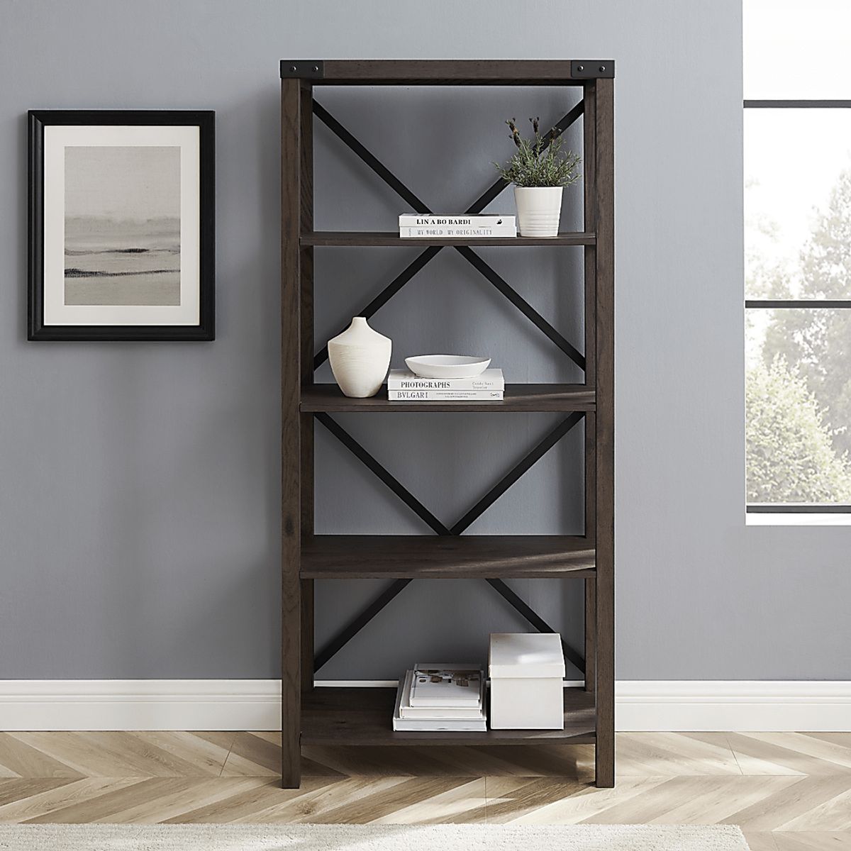 Taftnale Brown Dark Wood Bookcase | Rooms to Go