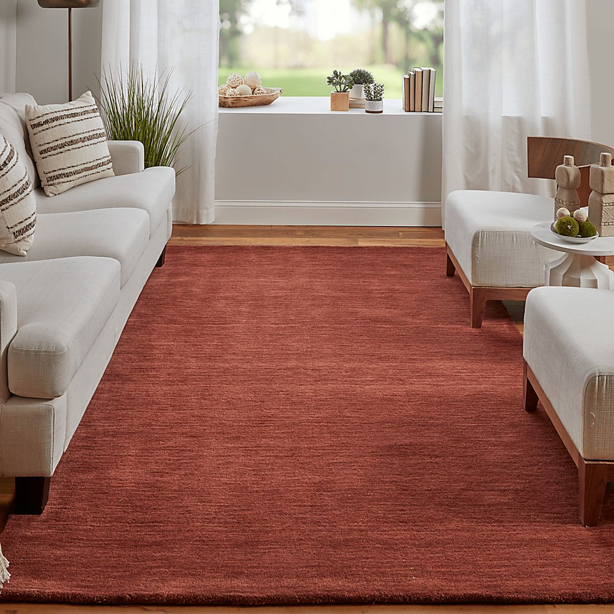 Takano Rust Red Wool Fabric Rug | Rooms to Go