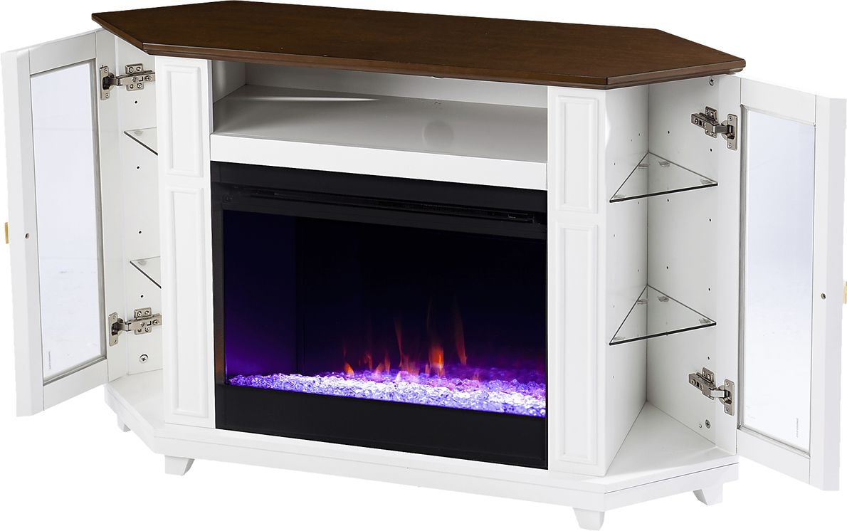 Taliferro I White 46 in. Console, With Color Changing Electric ...
