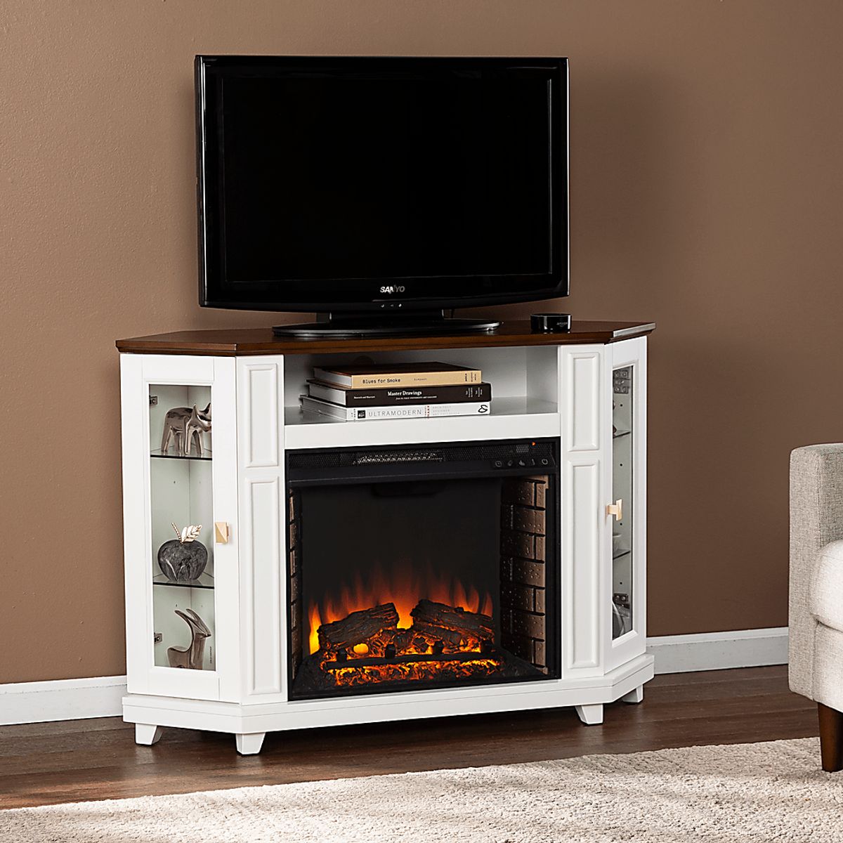 Taliferro II White Colors,White 46" Console With Electric Fireplace ...