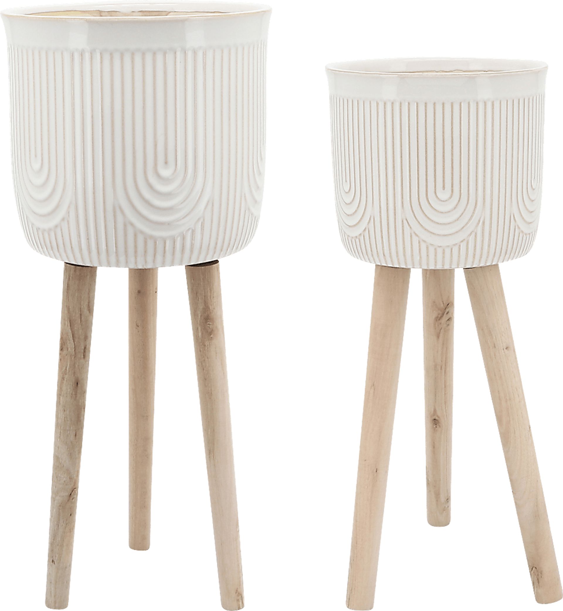 Tammworth Ivory Light Wood,White Beige Planter, Set Of 2 | Rooms to Go