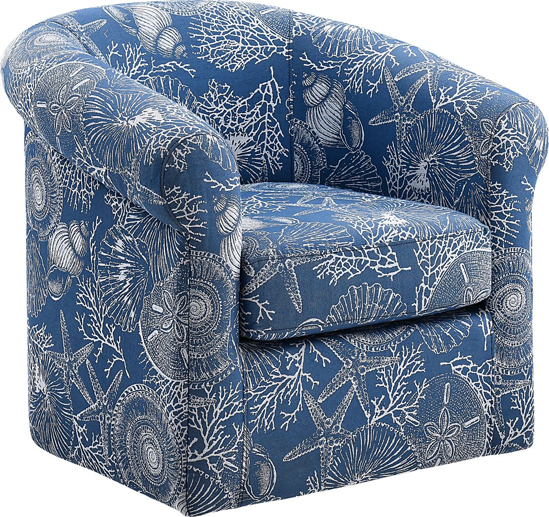 Tanith Blue Polyester Fabric Swivel Accent Chair | Rooms to Go