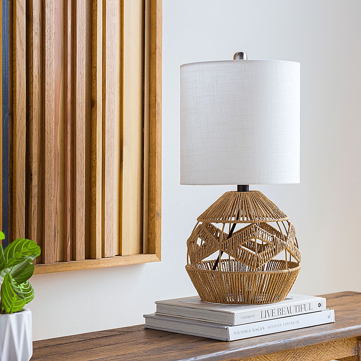 Tanzanite Place Natural Beige,White Table Lamp | Rooms to Go