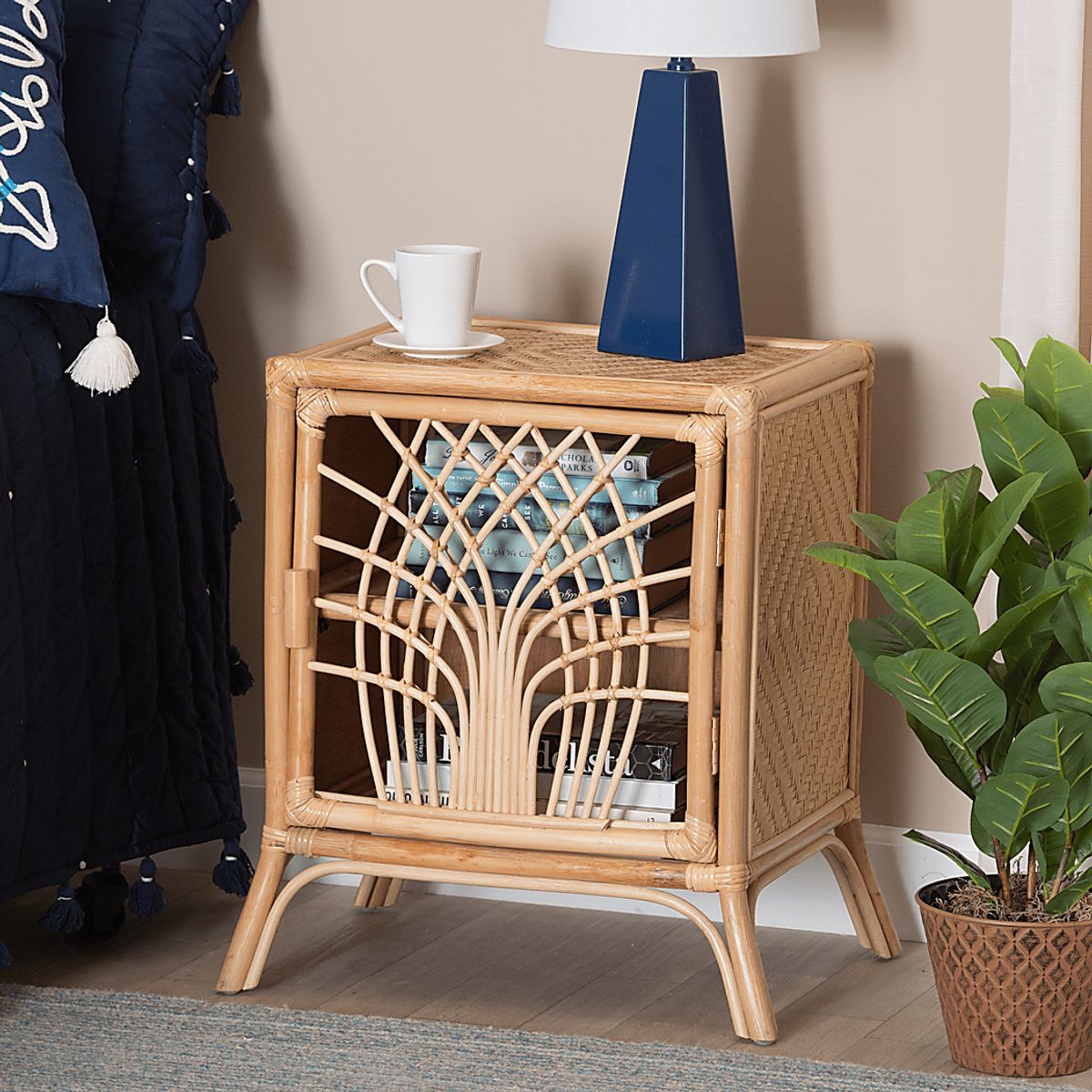 Tashota Light Wood Fruitwood Natural Beige,White Nightstand | Rooms to Go