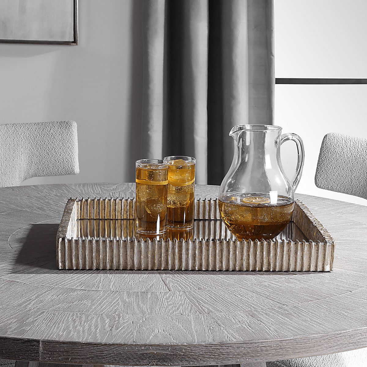 Taskin Silver Gray Decor Tray | Rooms to Go