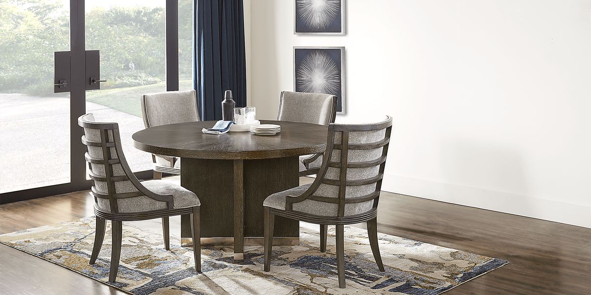 Taylor Trace 8 Pc Brown Dark Wood Dining Room Set With Round Dining ...