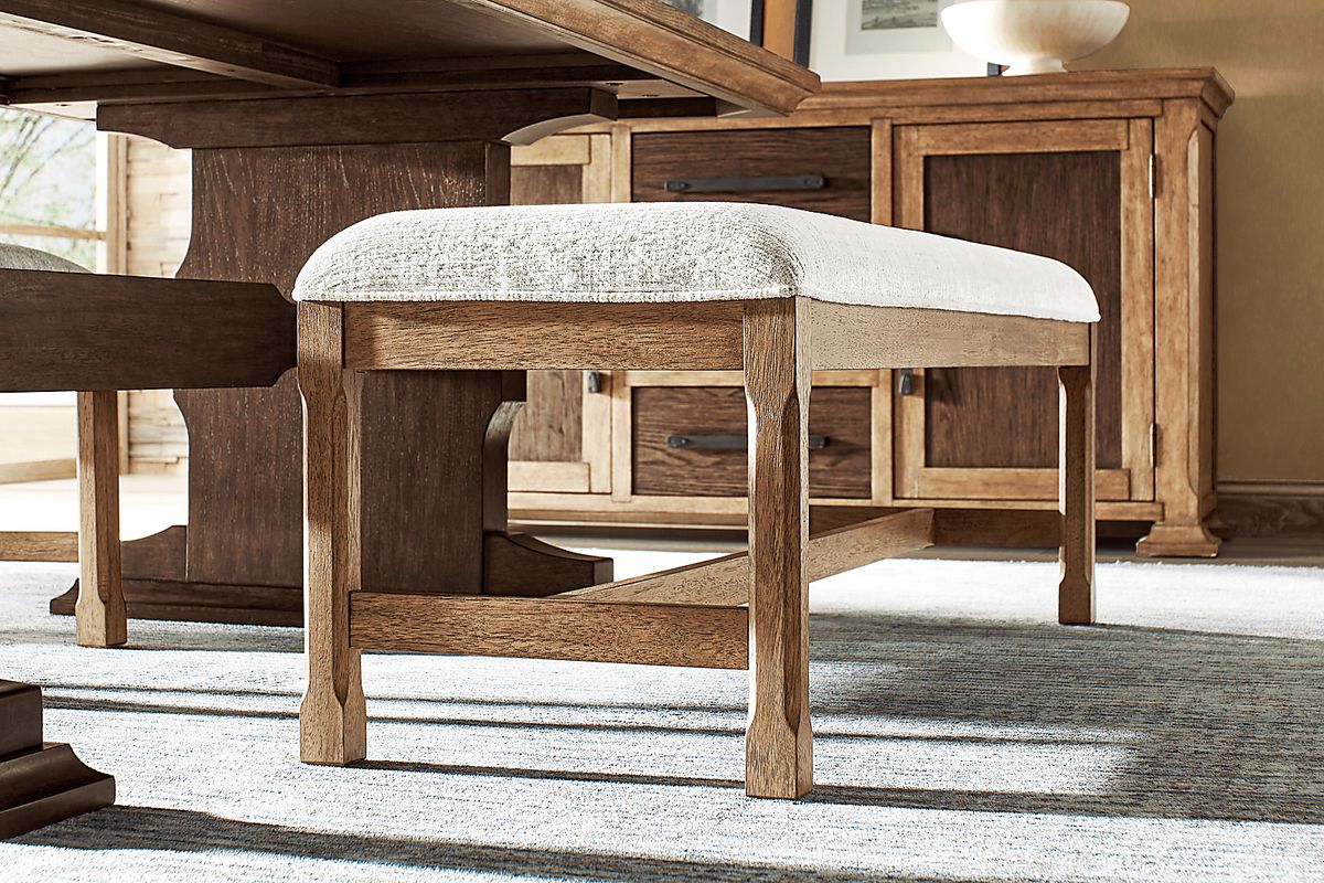 Cindy Crawford Telluride Brown Dark Wood Ivory Beige Bench | Rooms to Go