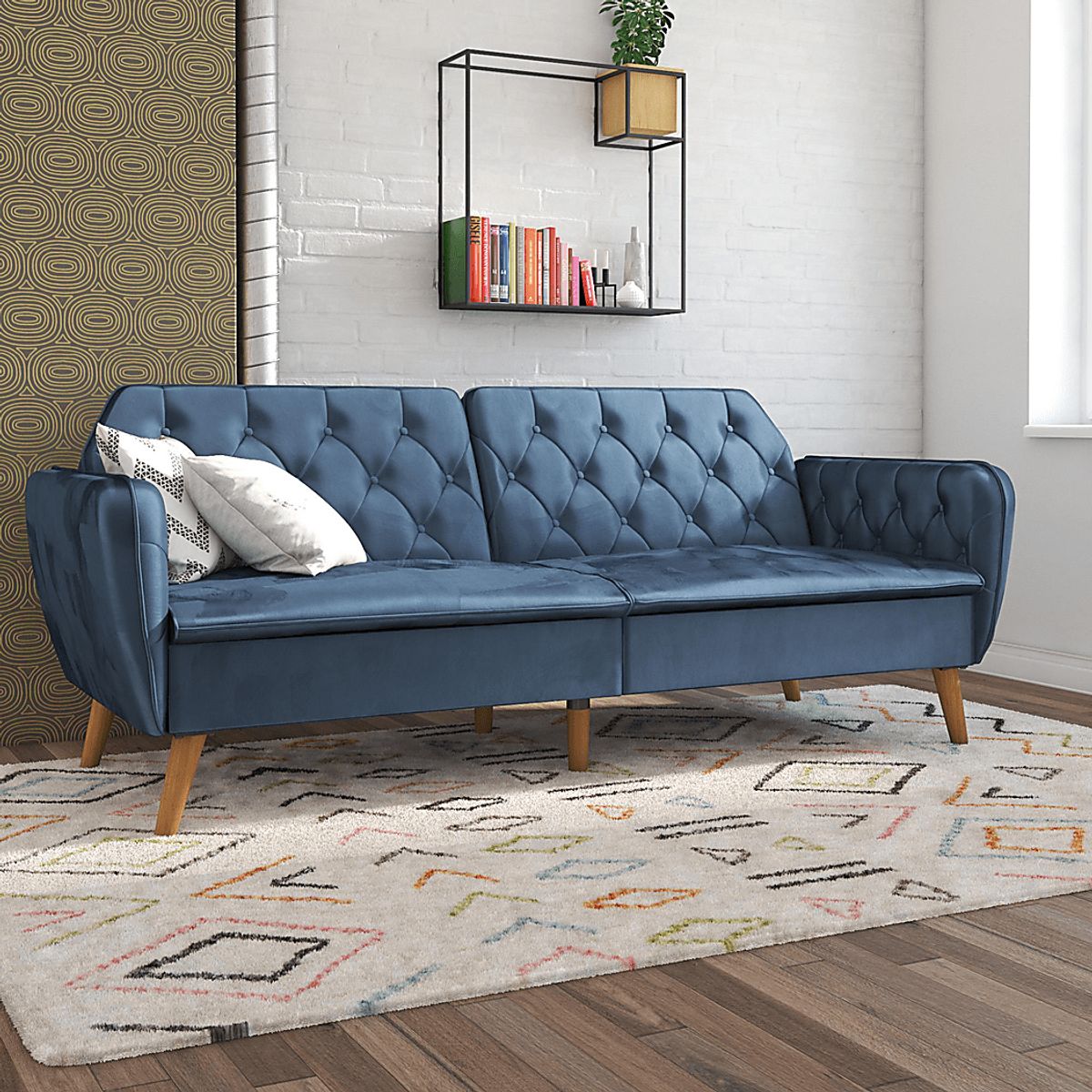 Telora II Blue Velvet Plush Futon | Rooms to Go