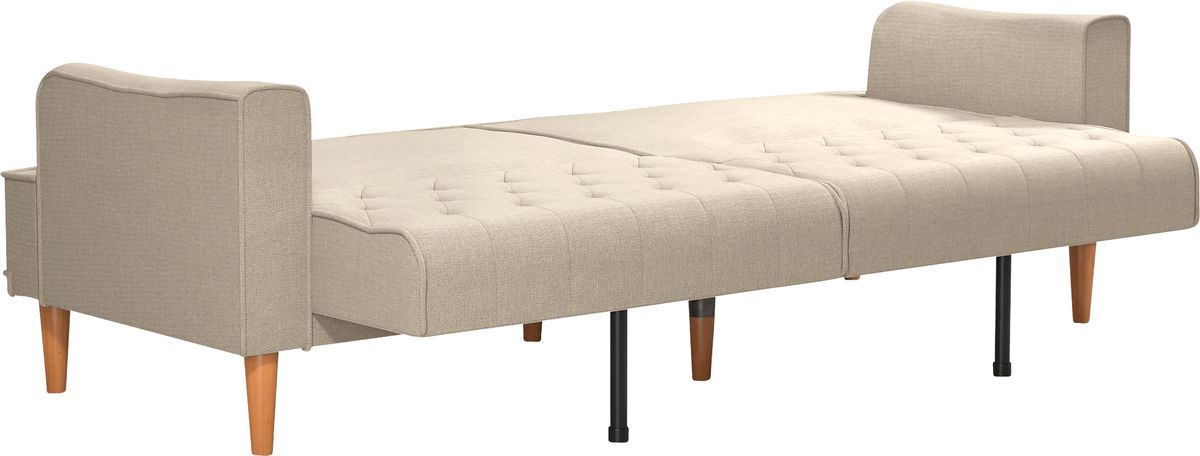 Telyx Tan Beige,Brown Linen Fabric Futon | Rooms to Go