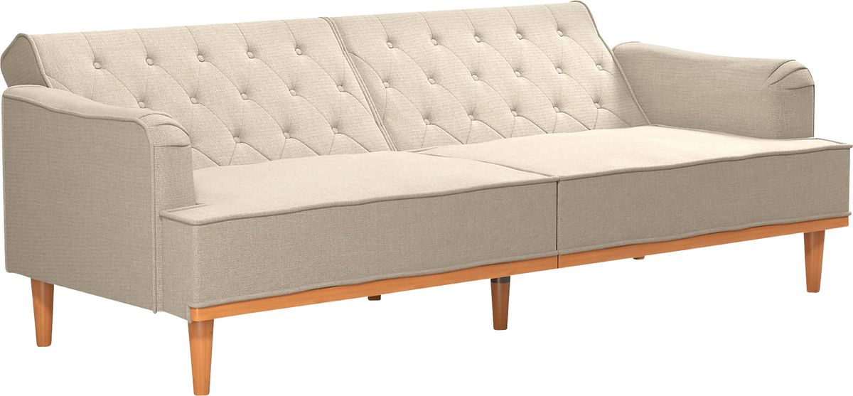 Telyx Tan Beige,Brown Linen Fabric Futon | Rooms to Go