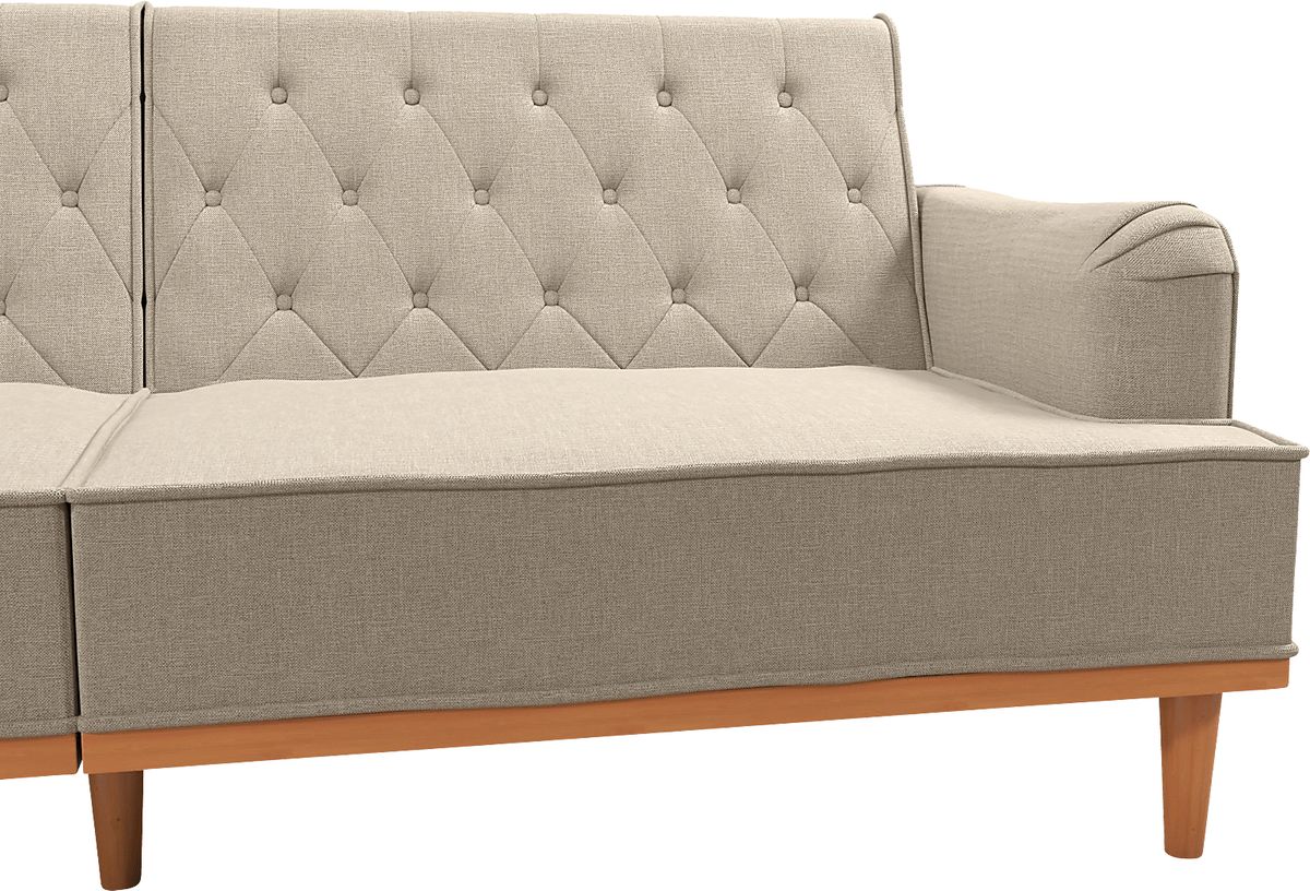 Telyx Tan Beige,Brown Linen Fabric Futon | Rooms to Go