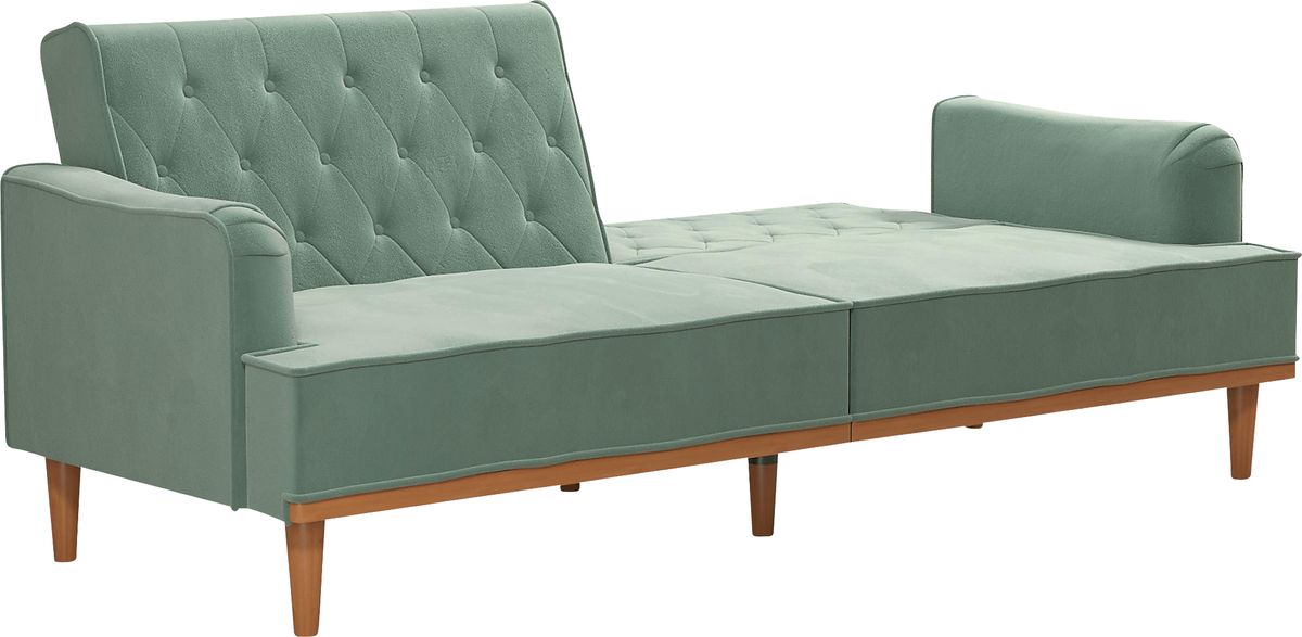 Telyx Teal Blue,Green Velvet Plush Futon | Rooms to Go
