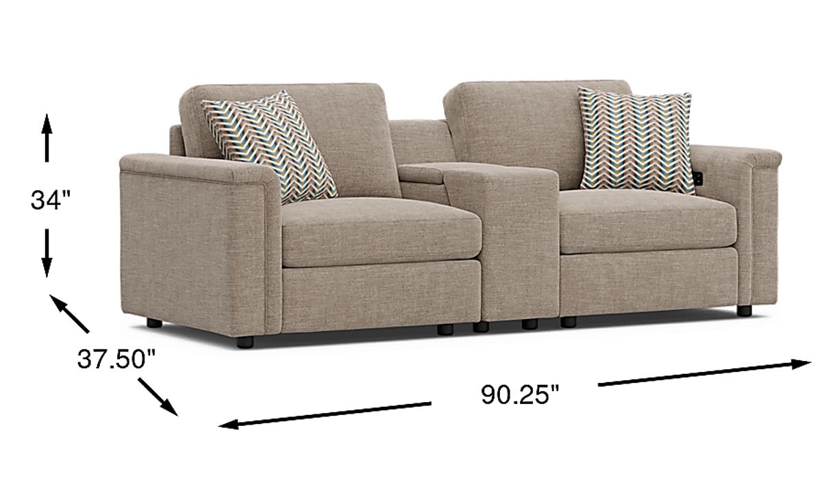 Tempo Modular Beige Chenille Fabric 3pc Console Loveseat 3 Pc Sectional With Media | Rooms to Go