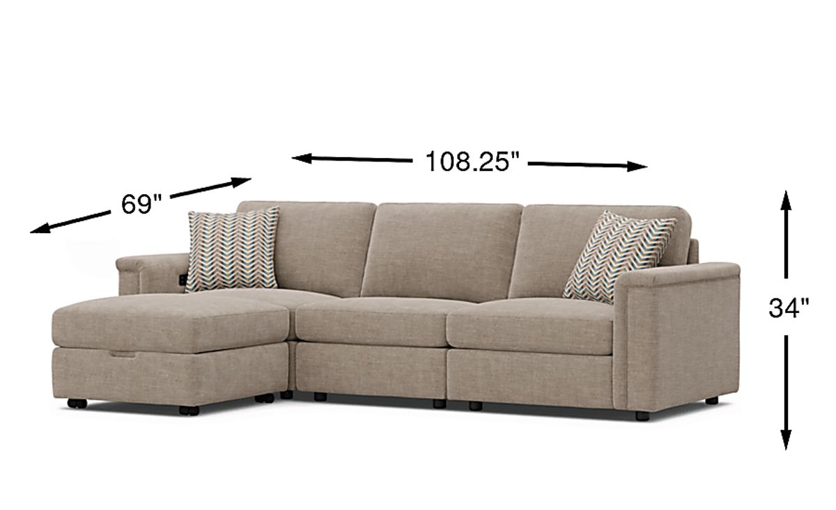 Tempo Modular Beige Chenille Fabric 4 Pc Sectional With Audio | Rooms to Go