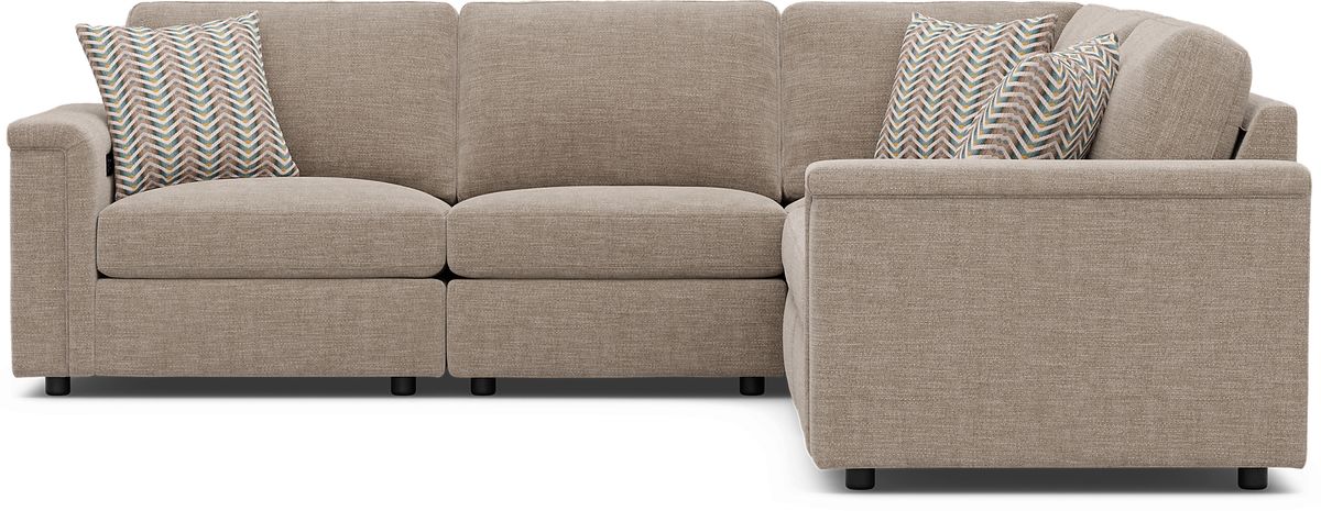 Tempo Modular Beige Chenille Fabric 5 Pc Sectional | Rooms to Go
