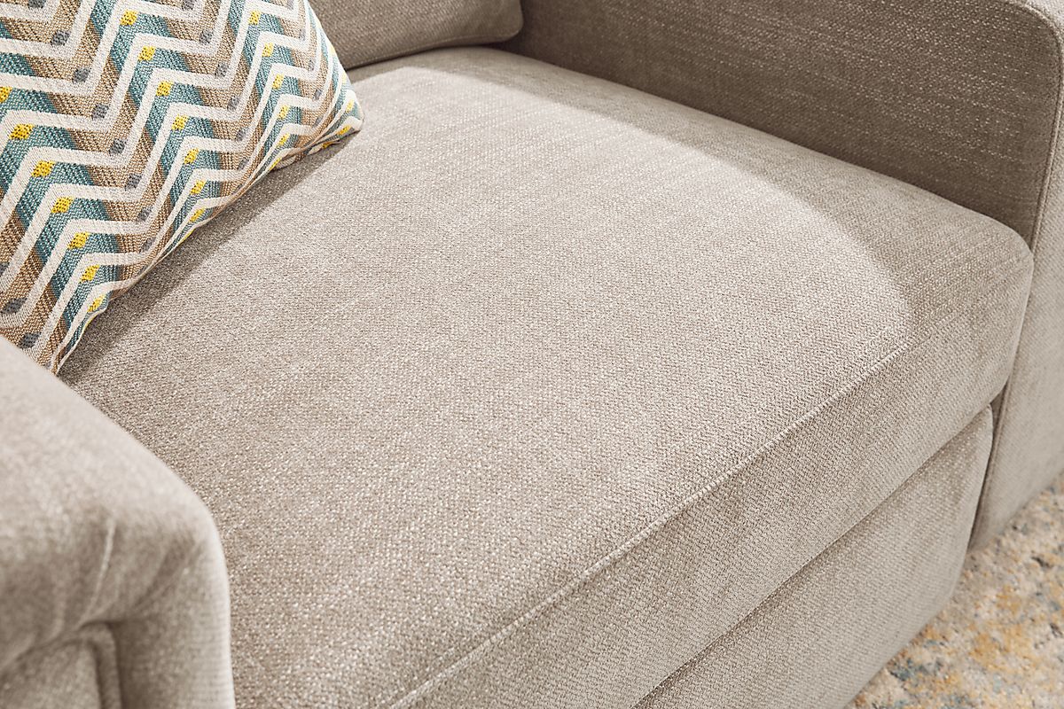 Tempo Modular Beige Chenille Fabric 6pc 6 Pc Sectional With Media ...