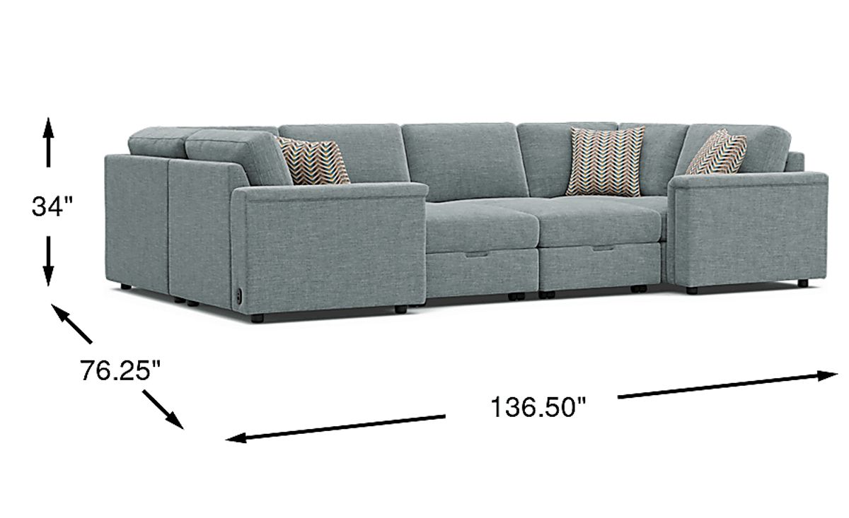 Tempo Modular Blue Chenille Fabric 8 Pc Sectional | Rooms to Go