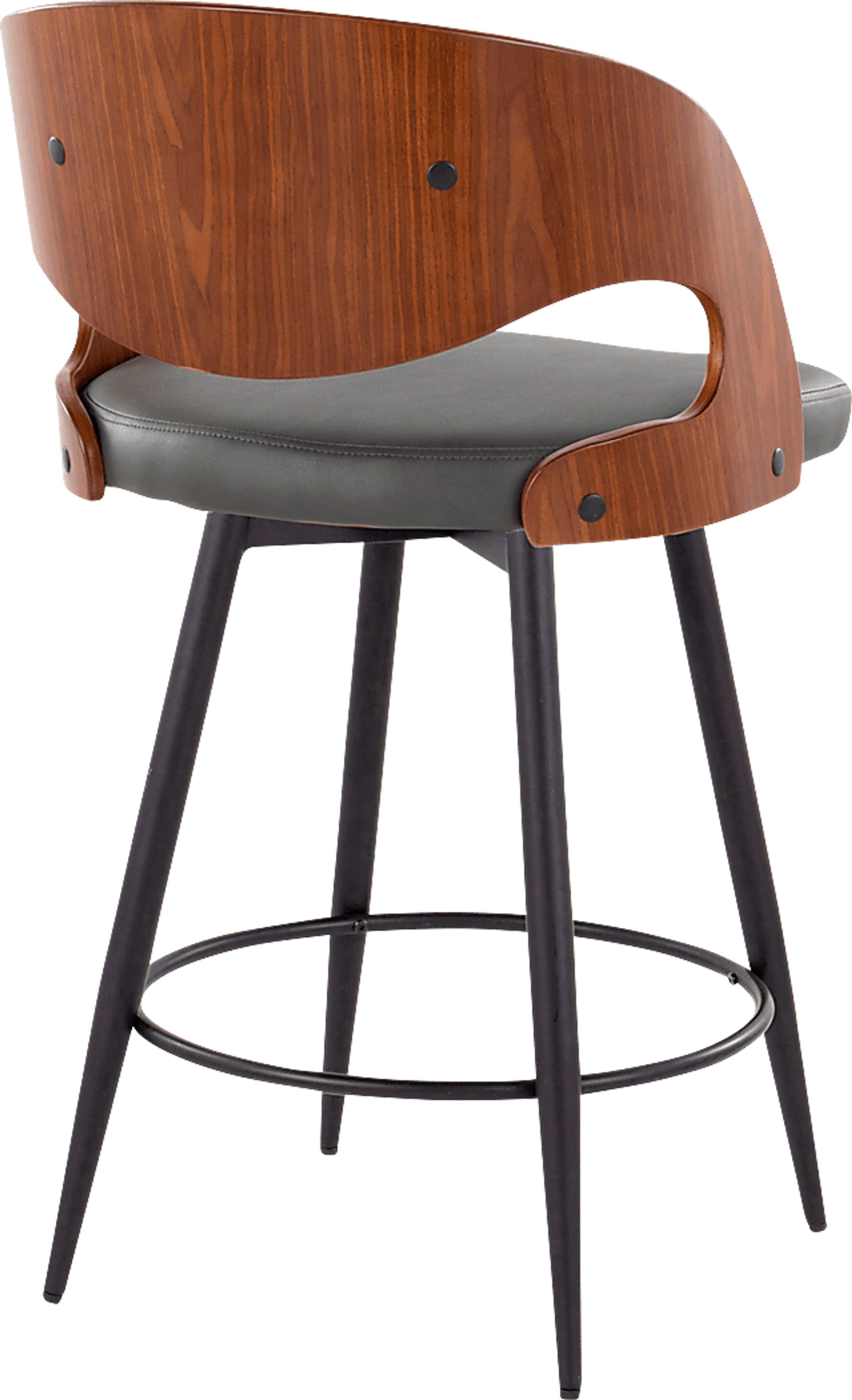 Tescord II Black Black Colors Charcoal Black Gray Polyurethane Fabric Swivel Barstool Rooms to Go
