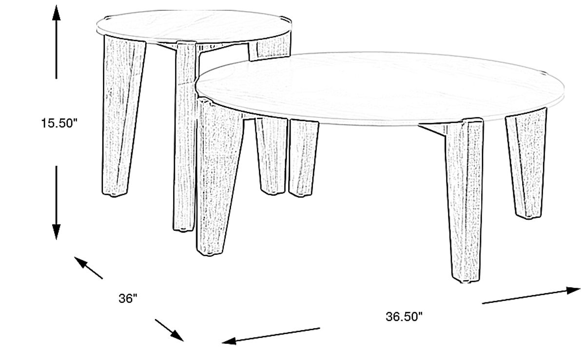 Tessere 2 Pc Natural Light Wood White Outdoor Nesting Tables, Set Of ...