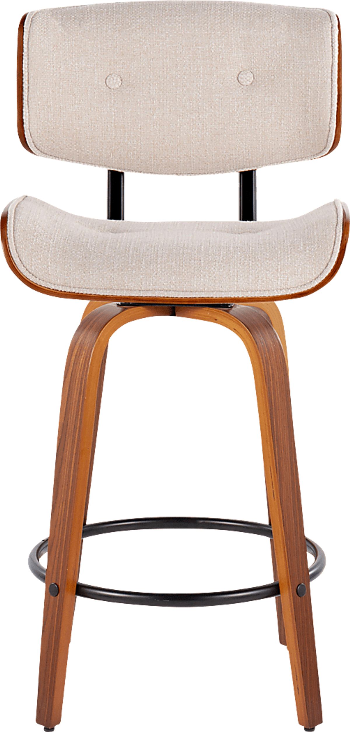 Tesshire II Walnut Dark Wood Cream Beige Polyester Fabric Swivel ...