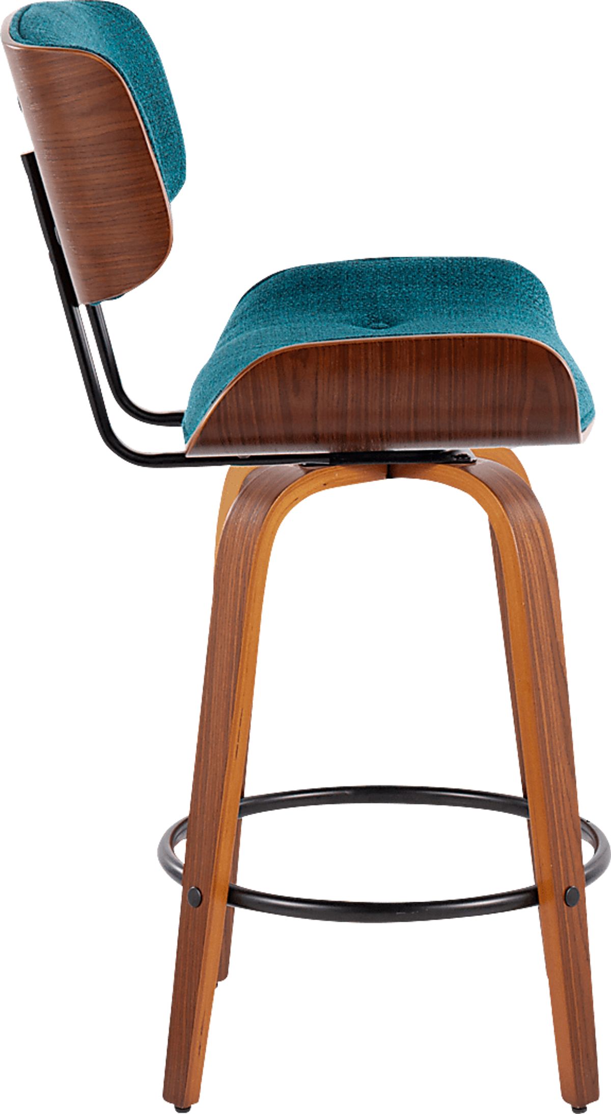Tesshire II Walnut Dark Wood Teal Blue,Green Polyester Fabric Swivel ...