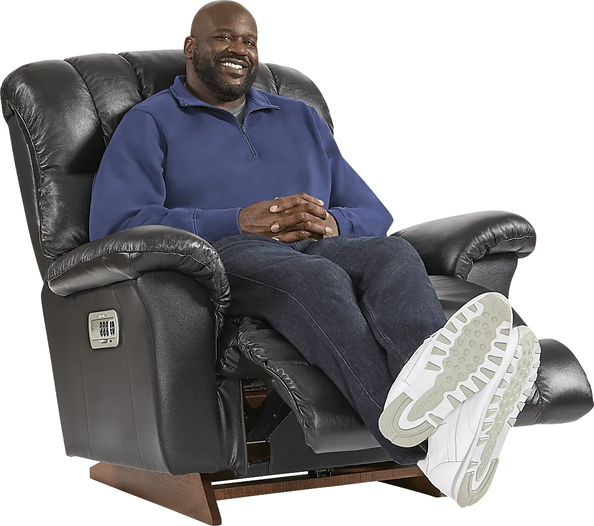 La-Z-Boy The Shaq Power Recliner Black Leather Dual | Rooms to Go
