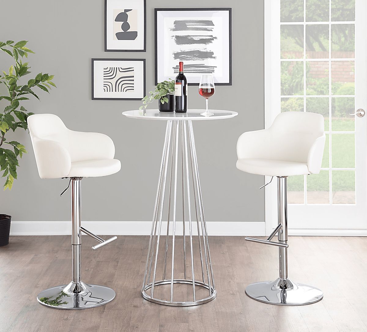 Thissa III Chrome,White Colors,Metal,White Bar Height Table | Rooms to Go
